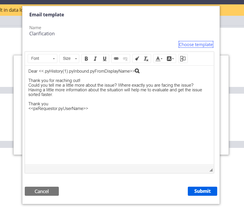 Open / update a rule (e.g. email correspondence) from a self defined section or programmatically ...